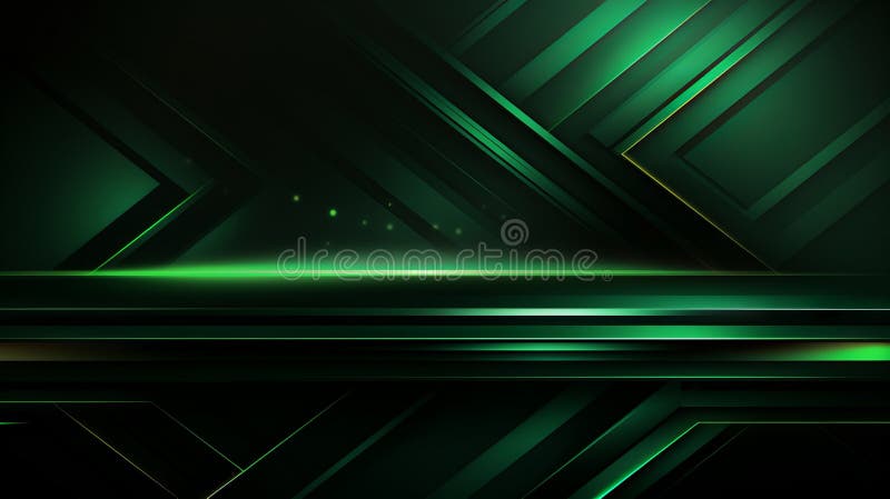 Green Techno Abstract Background with Overlapping Layers and Glowing ...