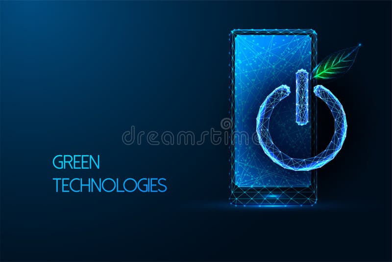 Green Technologies Abstract Concept with Smartphone with Power Button ...
