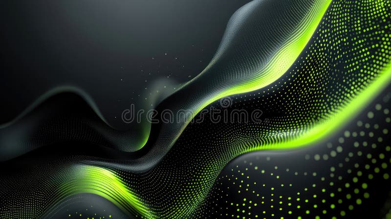 Green Technology Abstract Background with Black Elements and Copy Space ...
