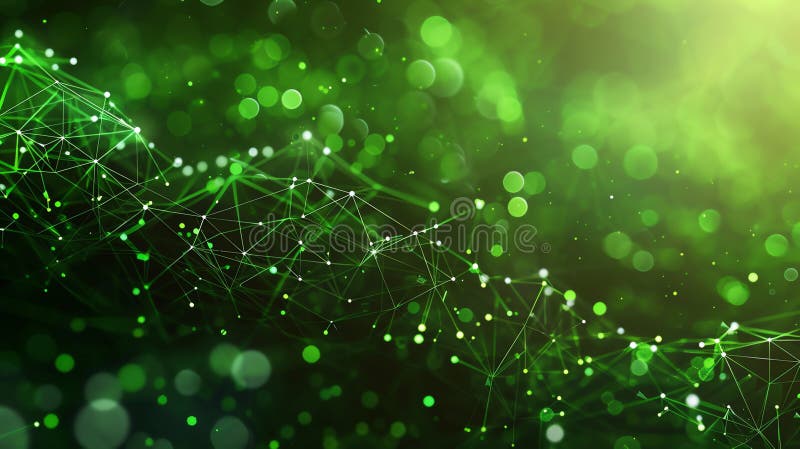 Green Technology Background with Abstract Network Connections, Data ...