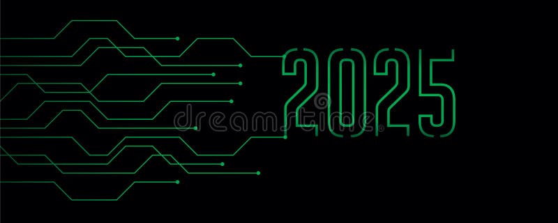 Green Technology Banner 2025 Circuit Board Electronics Digital Stock ...