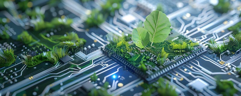 Green Technology Concept on Circuit Board Stock Image - Image of ...