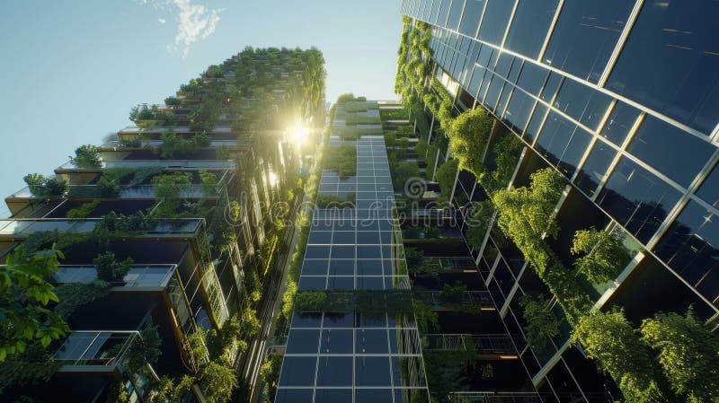 Green Technology Concept with Solar Panels Integrated into Building ...