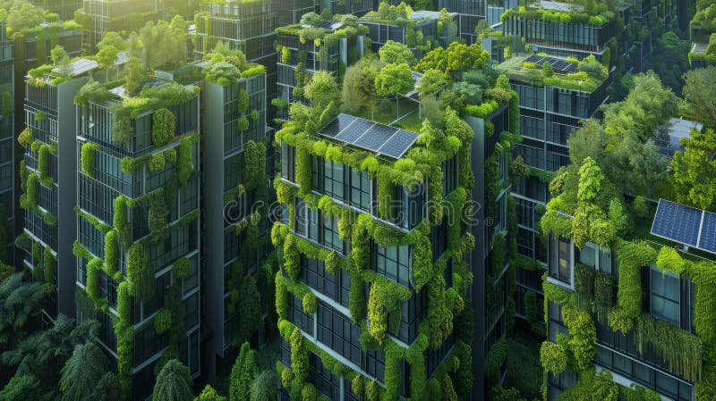 Green Technology Concept with Solar Panels Integrated into Building ...