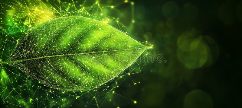 Green Technology Digital Leaf on Abstract Sustainability Background ...