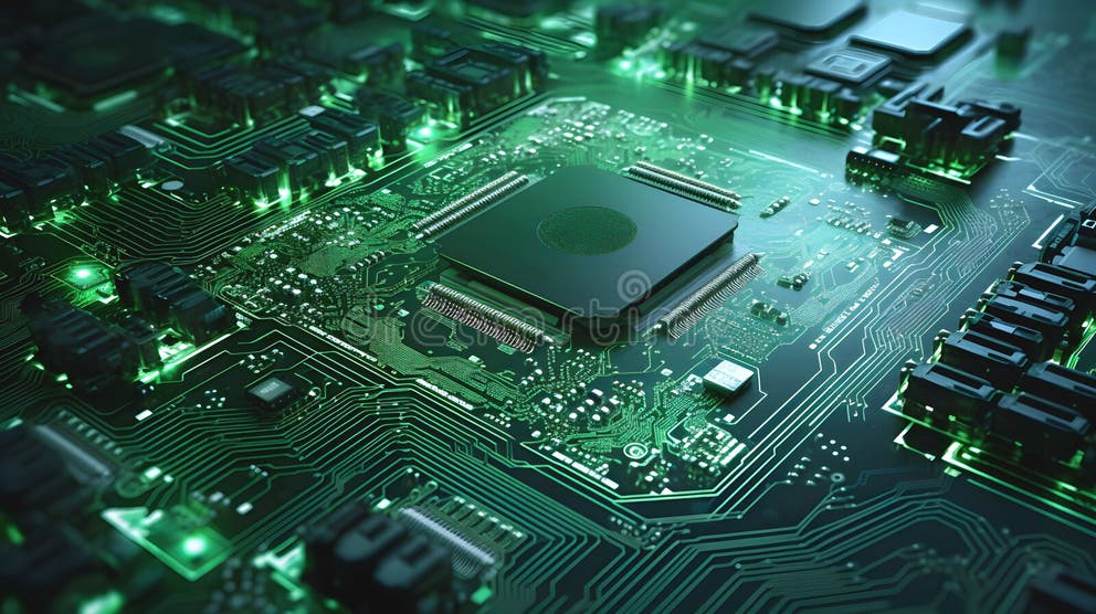 Green Technology. Digitally Generated Image of Green Glowing Futuristic ...