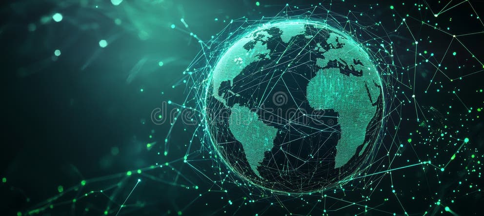 Green Technology Earth Digital Map, Connected Dots, Global Awareness ...