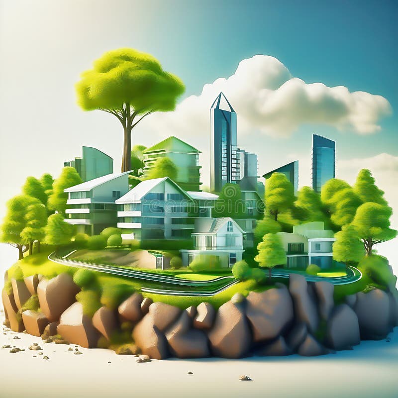 Green Technology. Eco House of the Future Stock Illustration ...