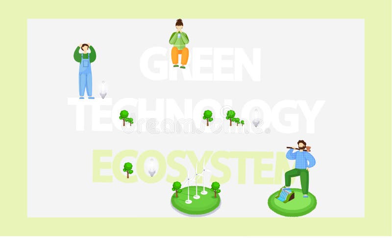 Green Technology Ecosystem Vector Banner. Eco Friendly Production and ...