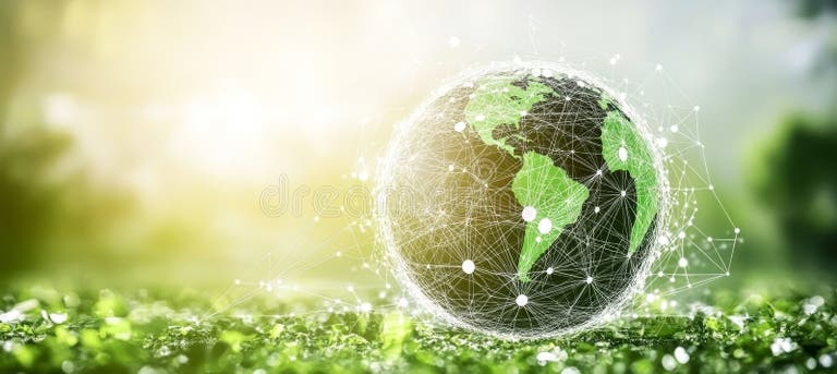 Green Technology and Environmental Awareness Digital Globe Connected by ...