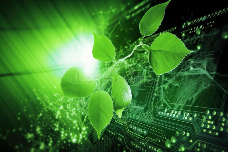 Green Technology Leaf. Generate Ai Stock Illustration - Illustration of ...
