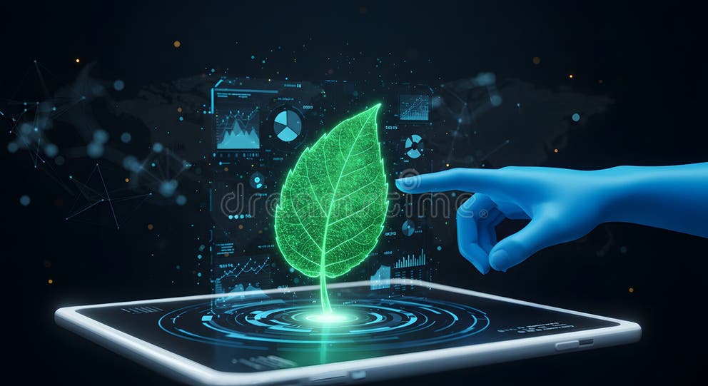 Green Technology Leaf Simulation on a Digital Tablet Interface Concept ...