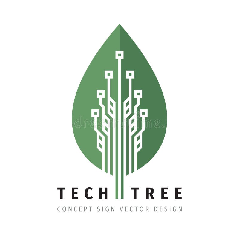 Digital Tree - Vector Logo Sign Template Concept Illustration in Flat ...