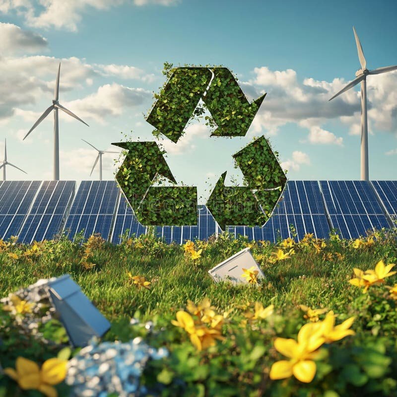 Green Technology and Recycling Stock Illustration - Illustration of ...