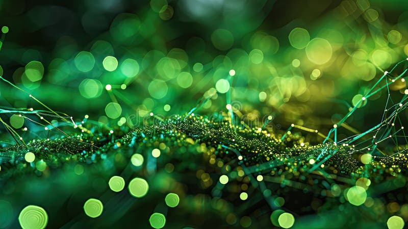 Green Technology-themed Image of a Virtual Server Network, Organic Data ...