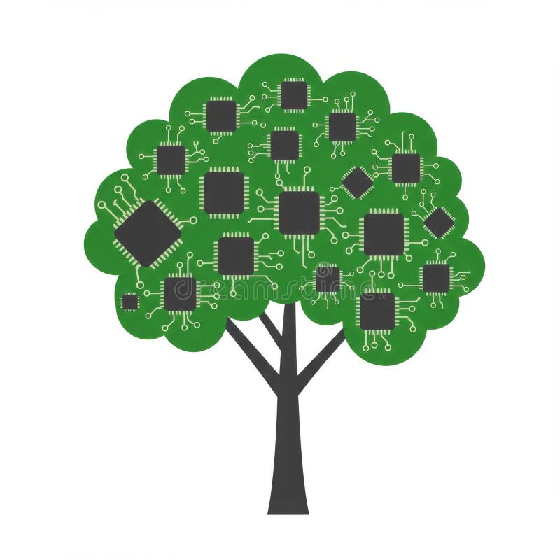 Green Technology Tree with Circuit Boards Stock Illustration ...