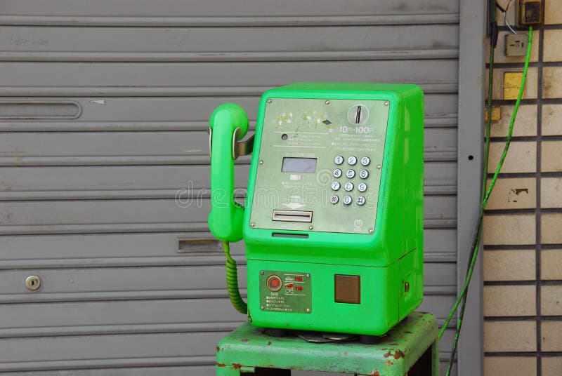 Green telephone editorial stock photo. Image of payphne - 46105363