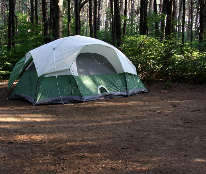 Green Tent Lighted from the Inside Stock Image - Image of blue ...