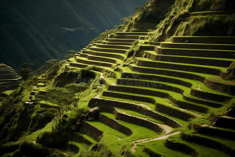 Green Terraces of the Incan Empire Under the Sun Stock Image - Image of ...