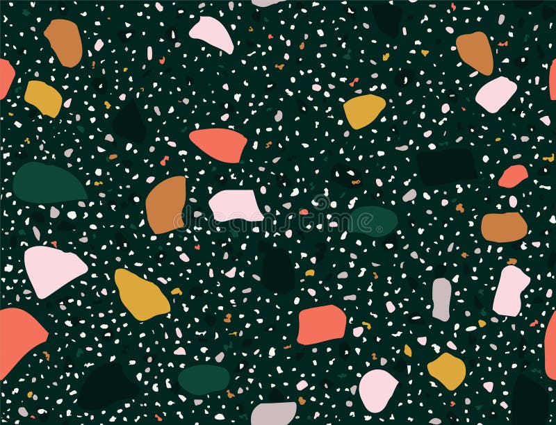 393_Green Terrazzo Seamless Pattern. Surface Texture of Decorative ...