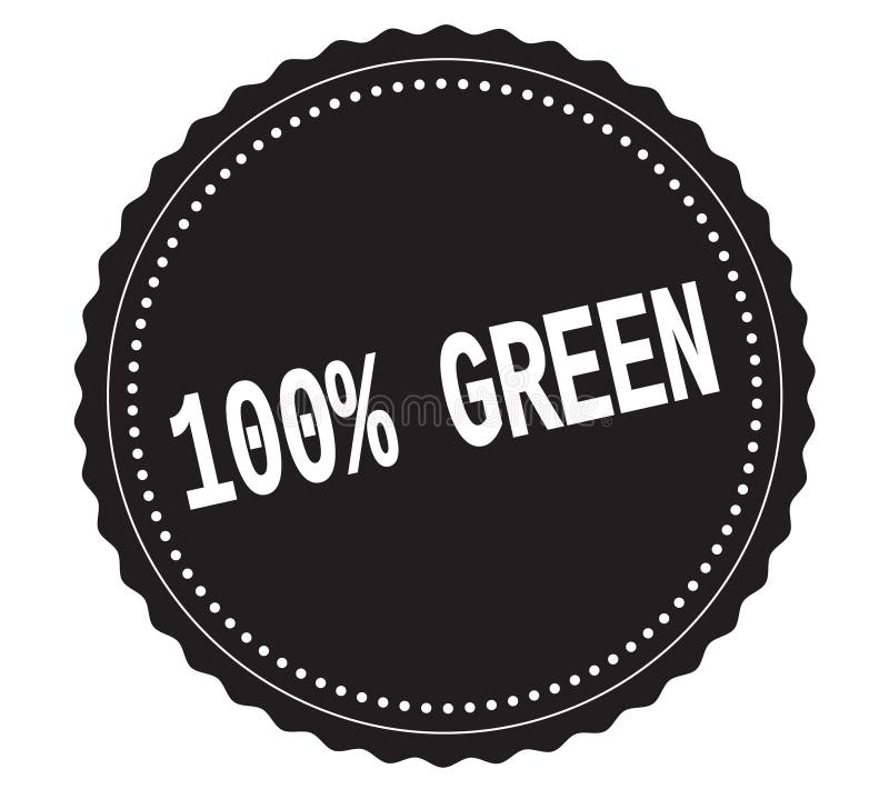 100 -GREEN Text, on Black Sticker Stamp. Stock Illustration ...