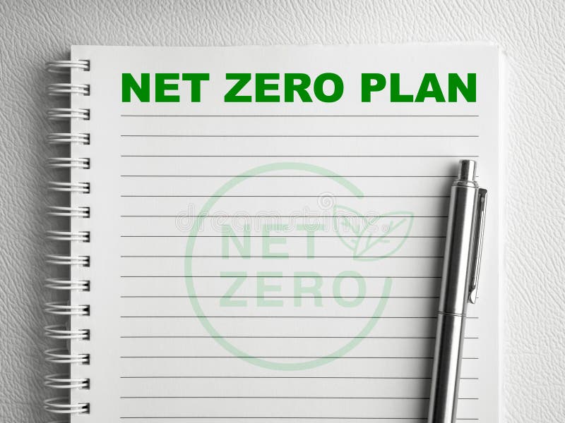 Green Text "Net Zero Plan" on the Top of Blank Vertical Notepad Page ...