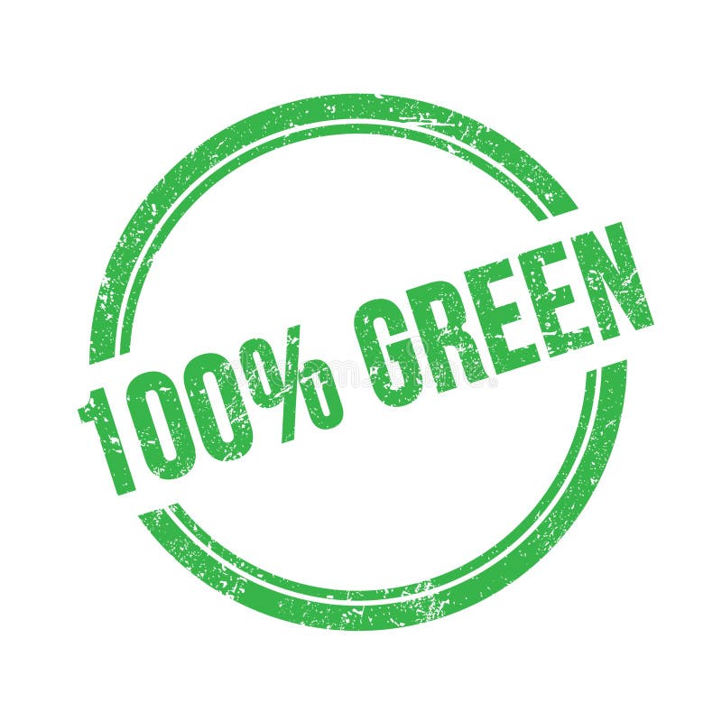 100 GREEN Text Written on Green Grungy Round Stamp Stock Illustration ...