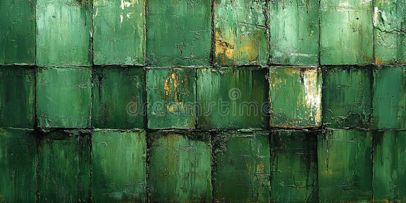 Green Textured Wall with a Patchwork of Different Shades and Weathered ...