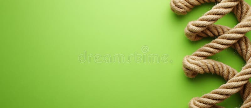 A Green Textured Wallpaper Design with a Coiled Hemp Rope on the Side ...