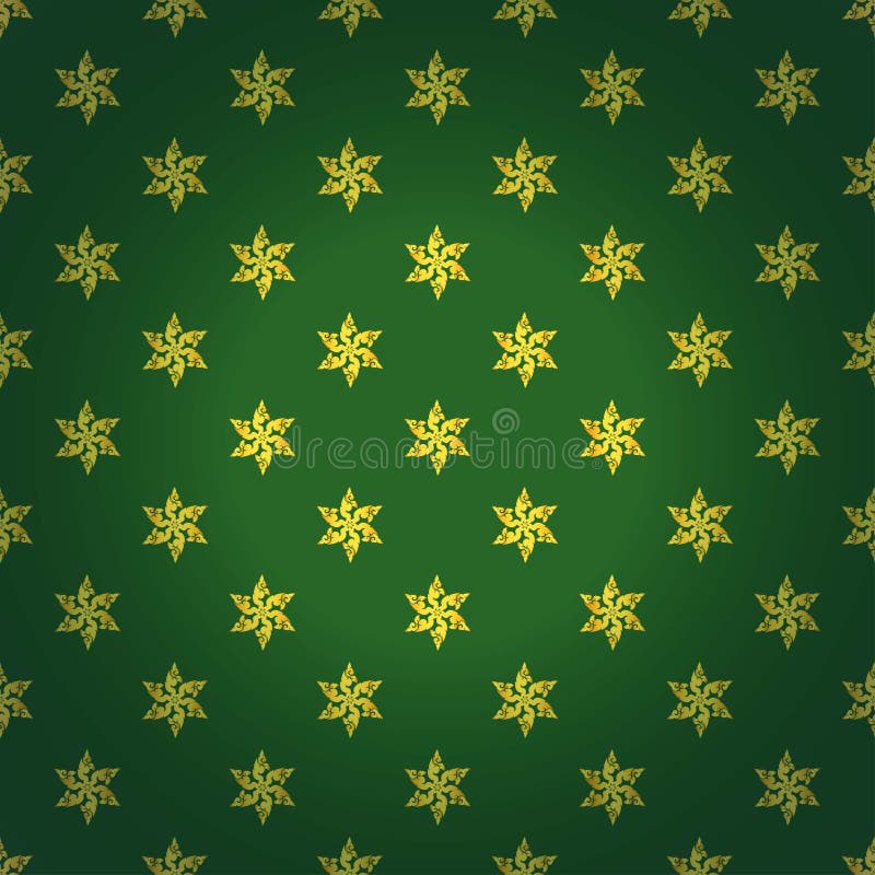 Green and Gold Light Stars Thai Art Style Pattern Stock Vector ...