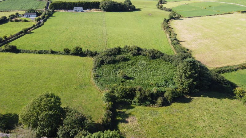 Green Thickets among Farm Fields in Ireland, Top View Stock Photo ...