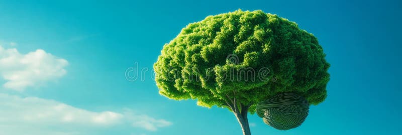 Green Thinking a Tree in the Shape of a Brain Symbolizing Nature Growth ...
