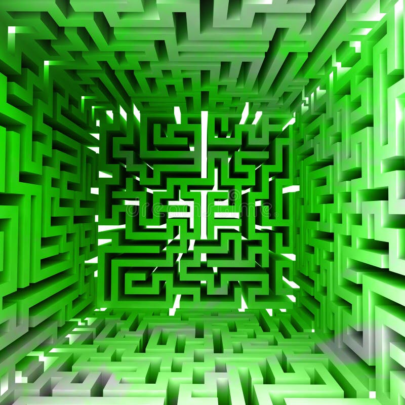 Green Three Dimensional Maze Block Inside Look Stock Illustration ...