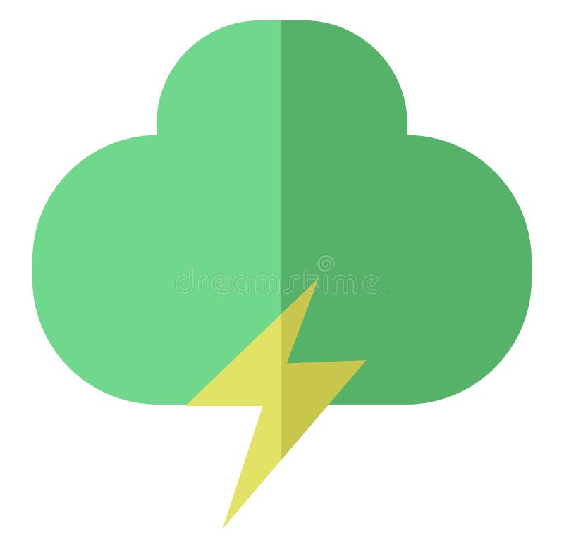 Green thunder cloud, icon stock vector. Illustration of graphic - 259395118