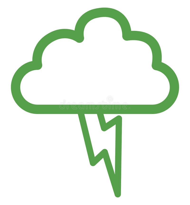Green thunder cloud, icon stock vector. Illustration of rainy - 260378170