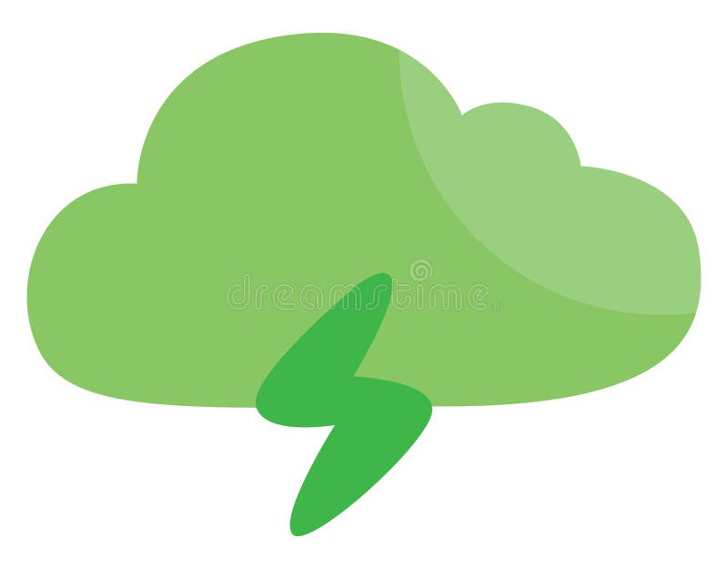 Green Thunder Icon Isolated on White Background, Thunder Storm Symbol ...