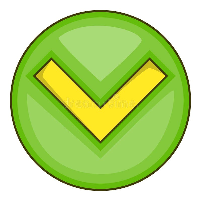 Green Tick, Check Mark Icon, Cartoon Style Stock Illustration ...