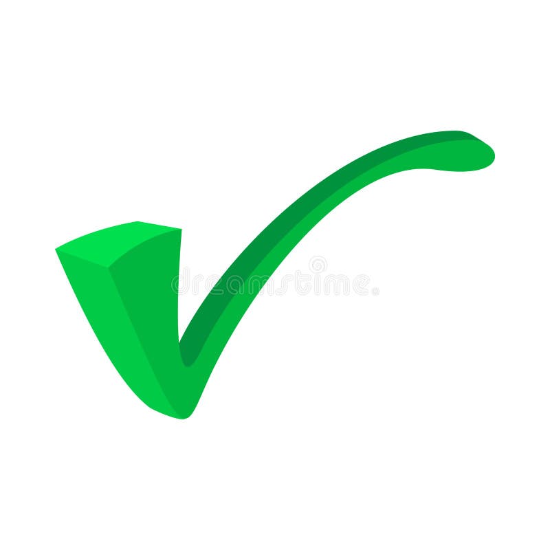 Green Tick, Check Mark Icon, Cartoon Style Stock Vector - Illustration ...