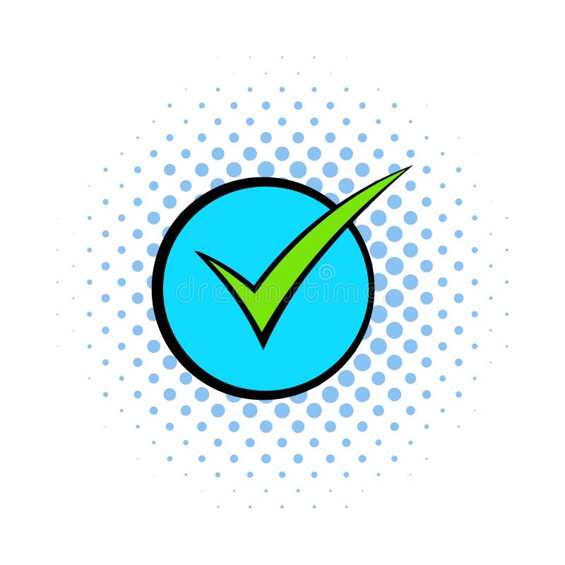Green Tick, Check Mark Icon, Cartoon Style Stock Illustration ...