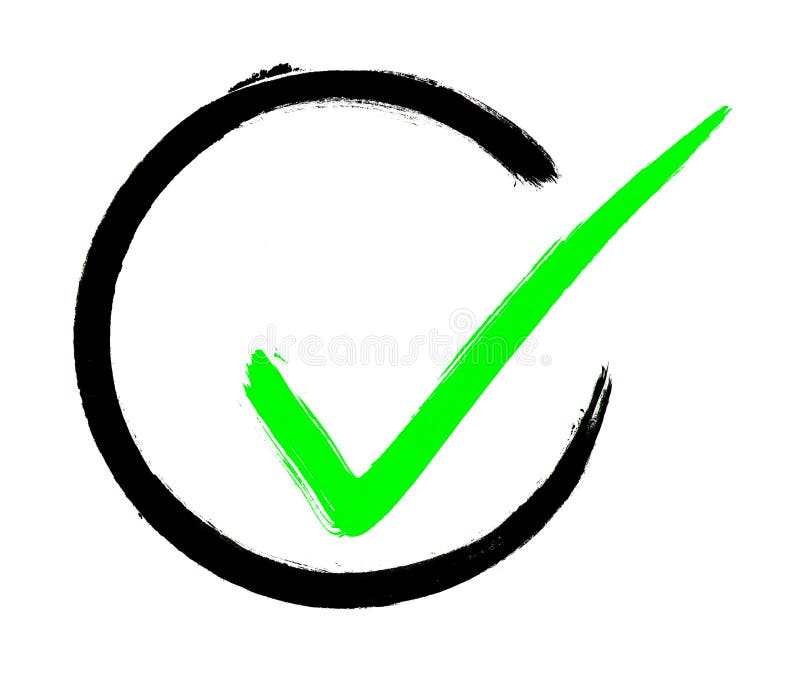 Green Tick in Hand Painted Circle Stock Illustration - Illustration of ...