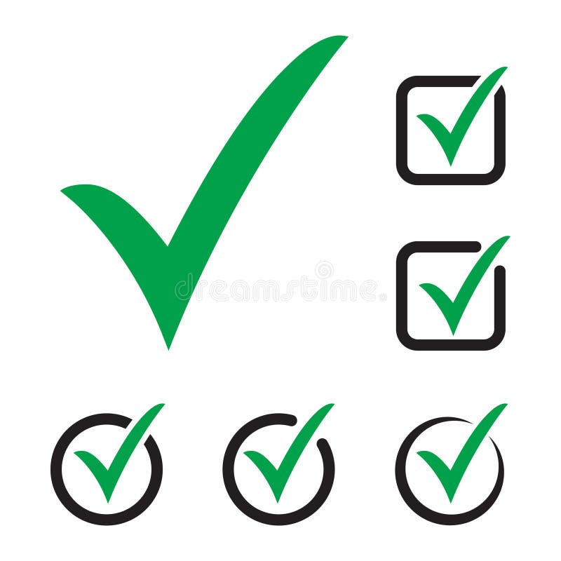 Green Tick Icon Vector Symbol, Checkmark Isolated on White Background ...