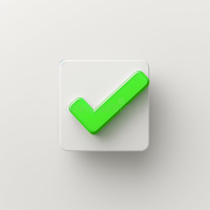 A Green Tick Icon on a White Square Button Stock Illustration ...