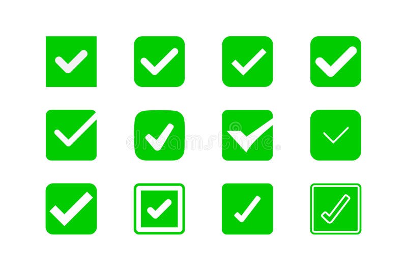 Green Tick Mark Checklist Icon Vector Style White Background Stock ...