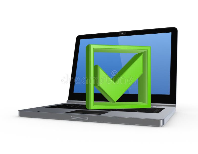 Green Tick Mark on Notebook. Stock Illustration - Illustration of ...