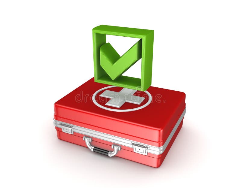 Green Tick Mark on a Red Medical Case. Stock Illustration ...
