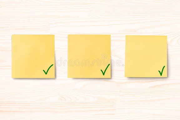Green Tick Marks on Blank Sticky Notes, Priority, Process, or ...