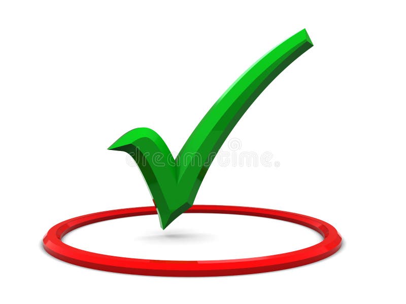 Green tick in red circle stock illustration. Illustration of check ...