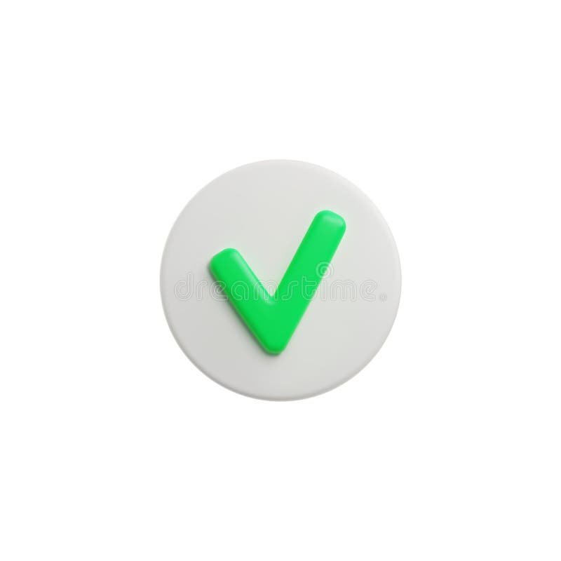 Green Tick on Round Shape 3D Style, Vector Illustration Stock ...