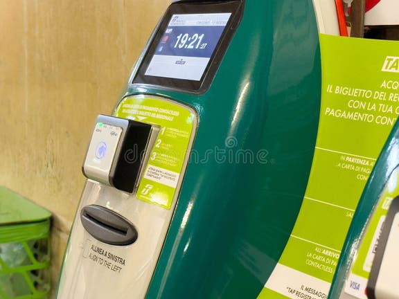Green Ticket Machine with Screen and Card Reader for Train Travel ...