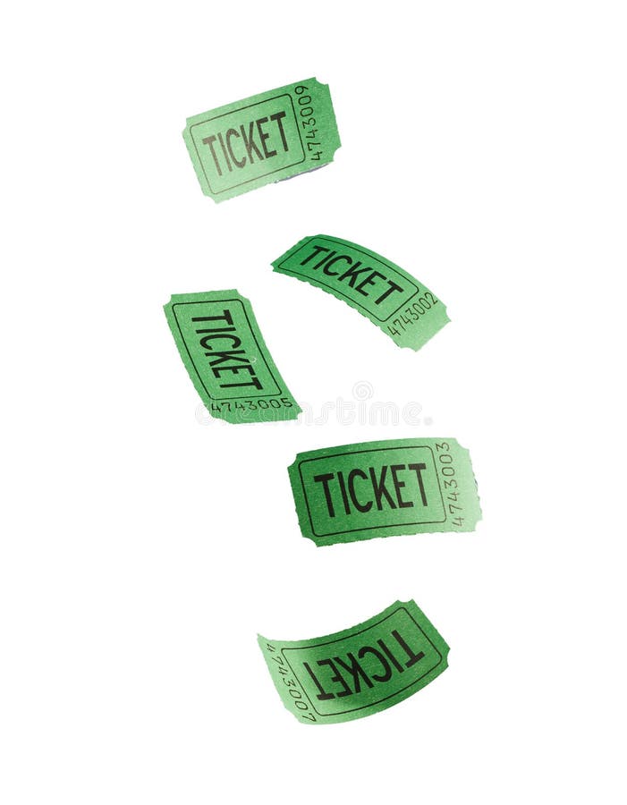Green Tickets Against White Background Stock Photo - Image of show ...